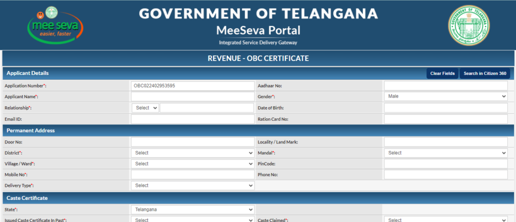 How To Apply For OBC Certificate In Telangana 2024