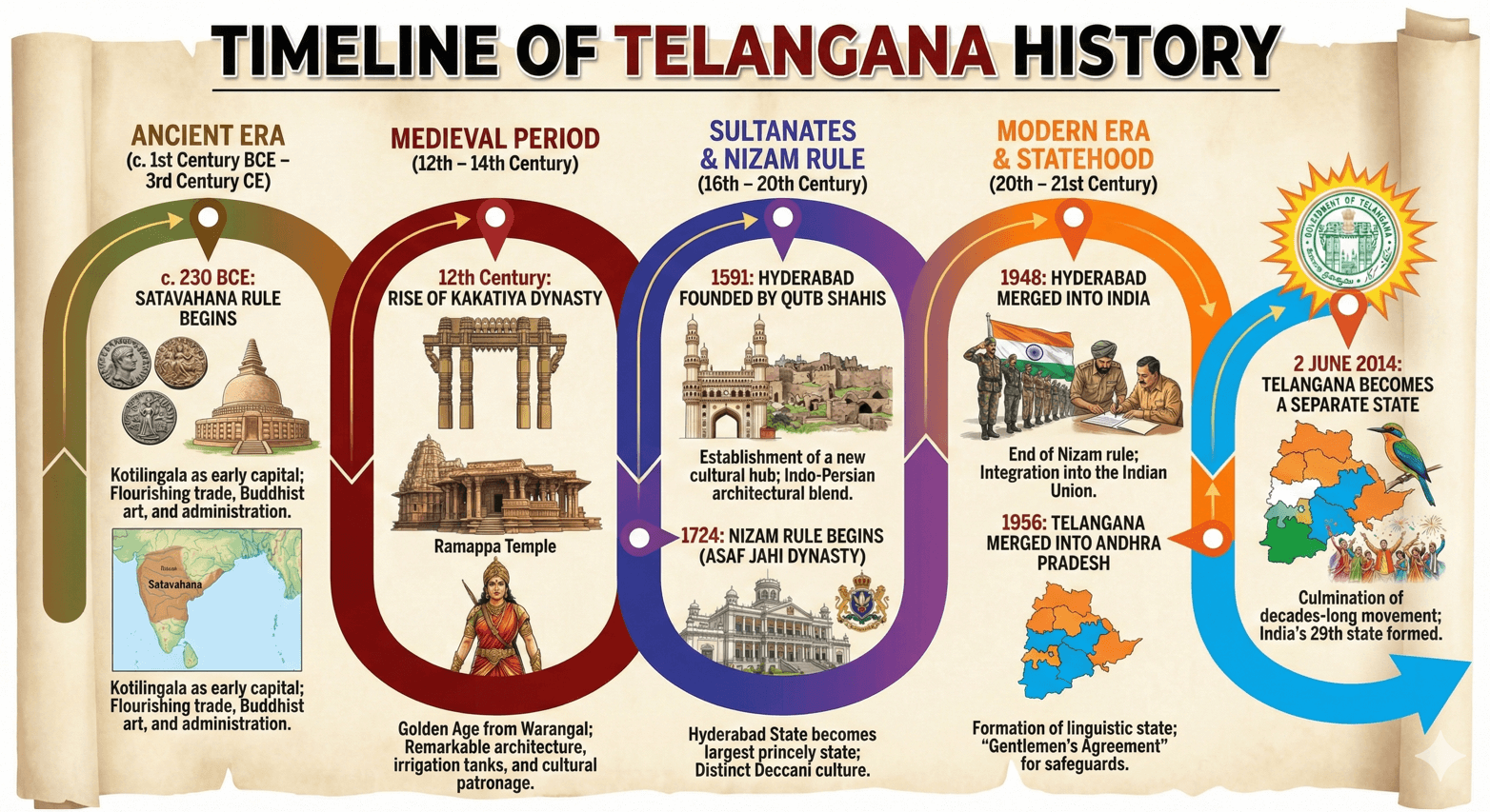History Of Telangana State | Ancient, Medieval & Modern Timeline